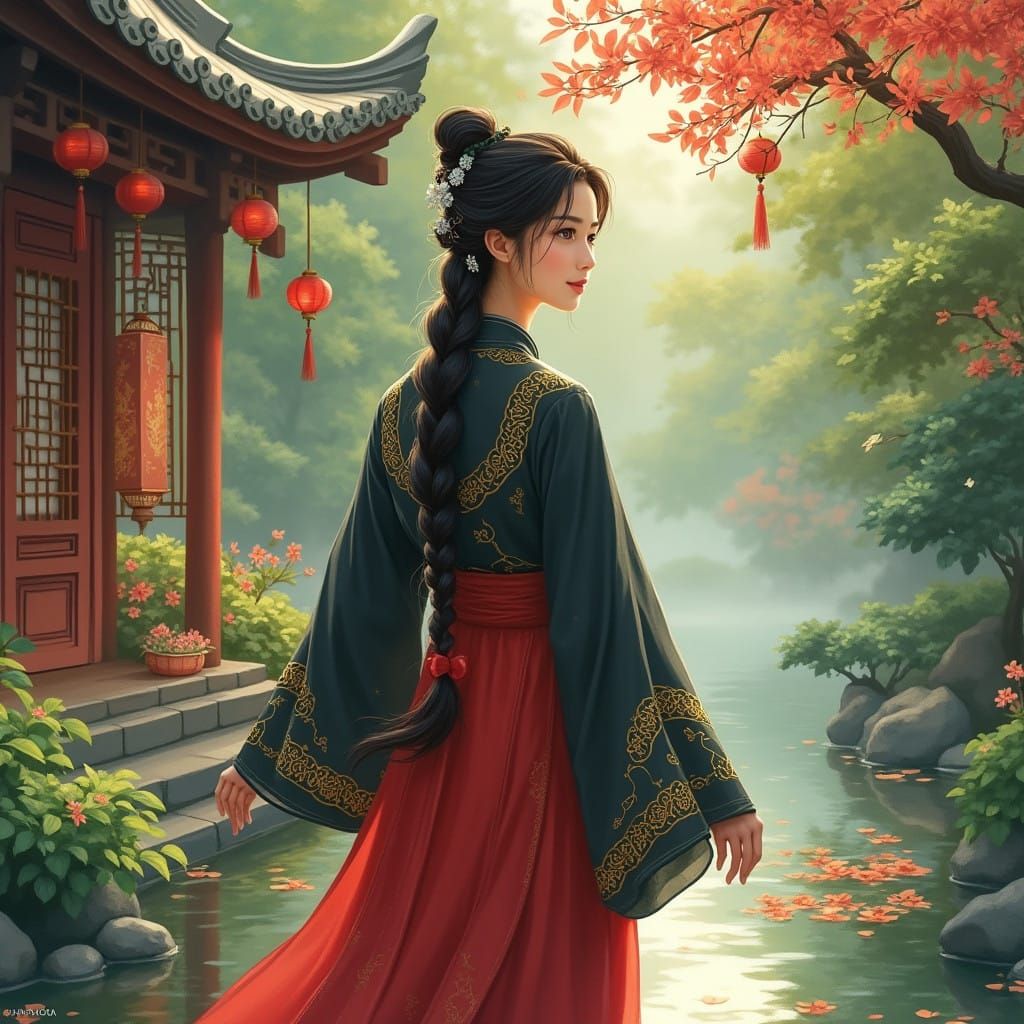 Ai Lin stays busy - Asian Noblewoman Strolls Through Serene ...