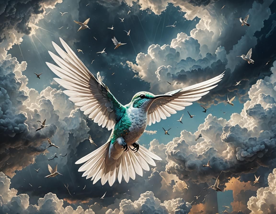 Magical hummingbird in the Sky - AI Generated Artwork - NightCafe Creator
