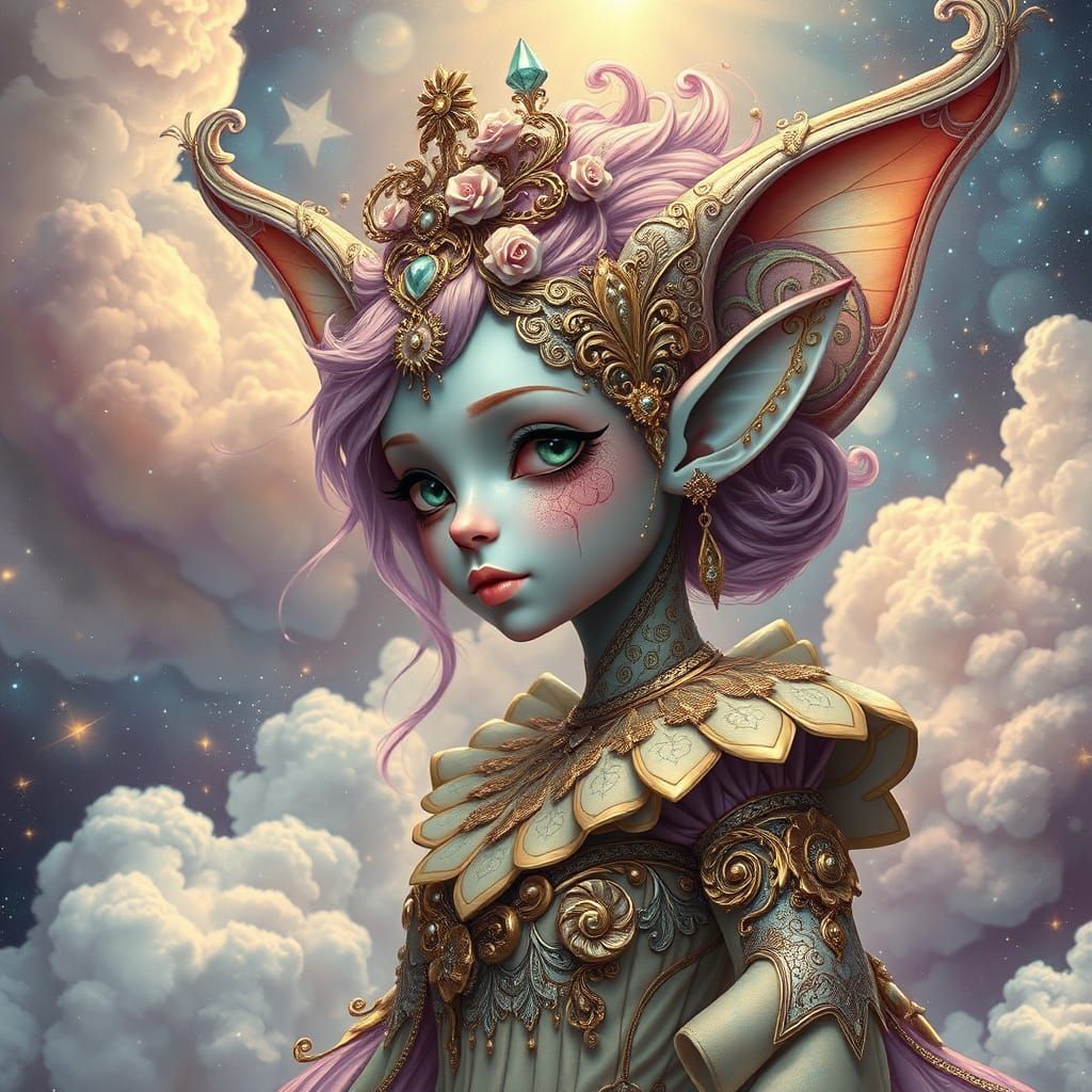 Sci-Fi Rococo Elf - Ethereal Sci-Fi Elf in Cosmic Wonderlan...