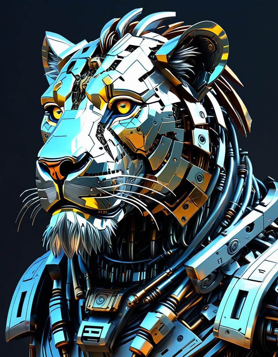 Cyborg lion - AI Generated Artwork - NightCafe Creator