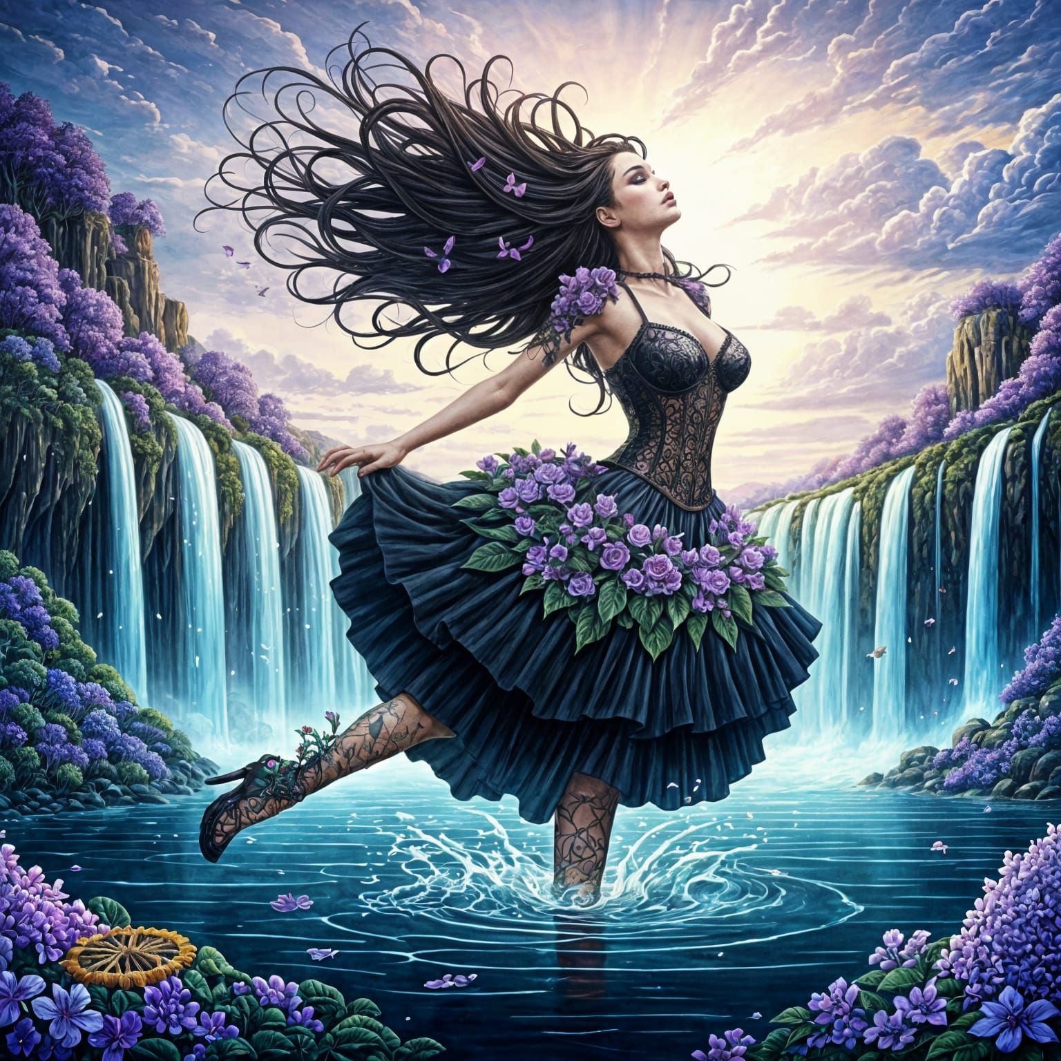 Rapture - Steampunk Princess in Waterfall Abyss