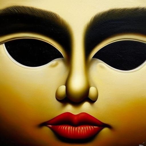 Ugly and disturbing, thought provoking, bad art, oil painting of a face ...