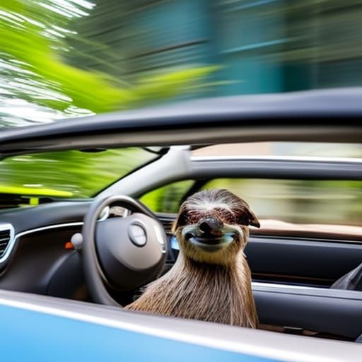 sloth driving an electric car quickly - AI Generated Artwork ...