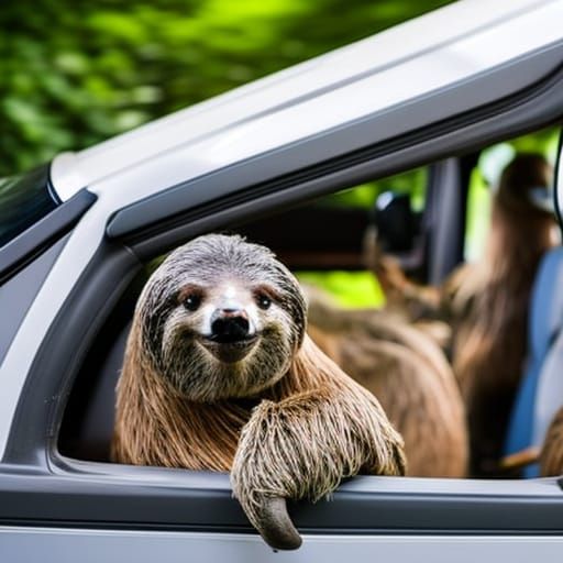 sloth driving an electric car quickly - AI Generated Artwork ...