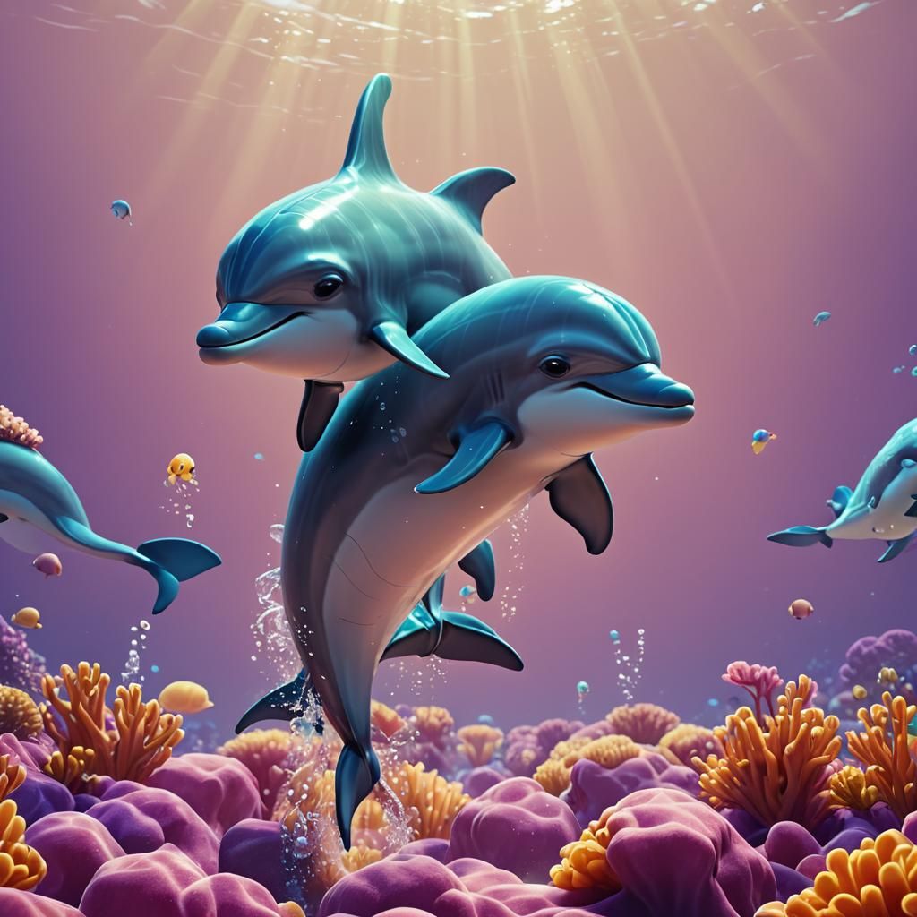 Adorable dolphins . - AI Generated Artwork - NightCafe Creator