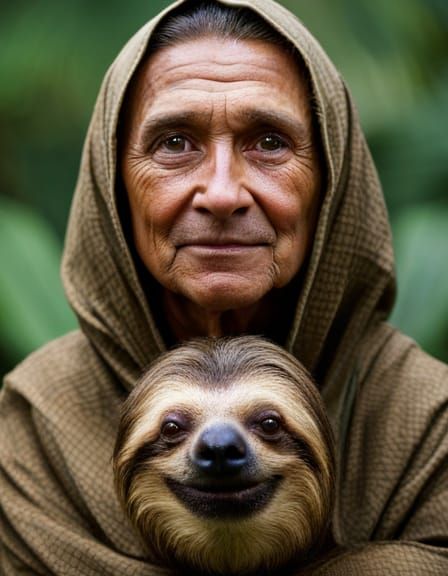 a man and his sloth : r/nightcafe