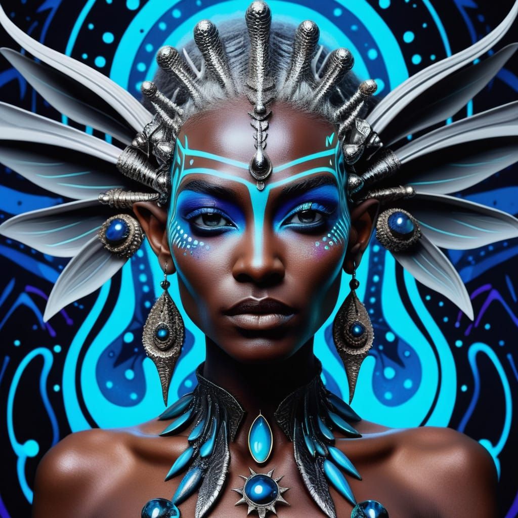 😍 EBONY SKIN ELF 🧝‍♀️ Drow Valkyrie WOMAN ♀️Discotheque 🪩 Psychedelic ...