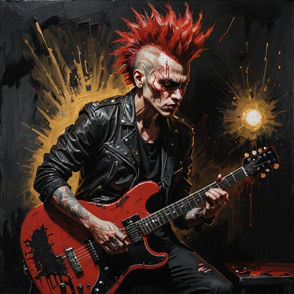 punk guitar player - AI Generated Artwork - NightCafe Creator