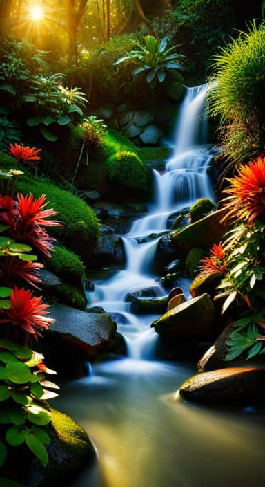Waterfall - AI Generated Artwork - NightCafe Creator