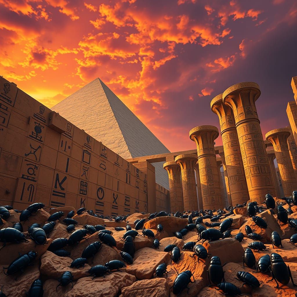 Ancient Egyptian Pyramid Under Scarab Infestation ... - AI Art