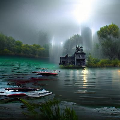 Haunted Lake house - AI Generated Artwork - NightCafe Creator