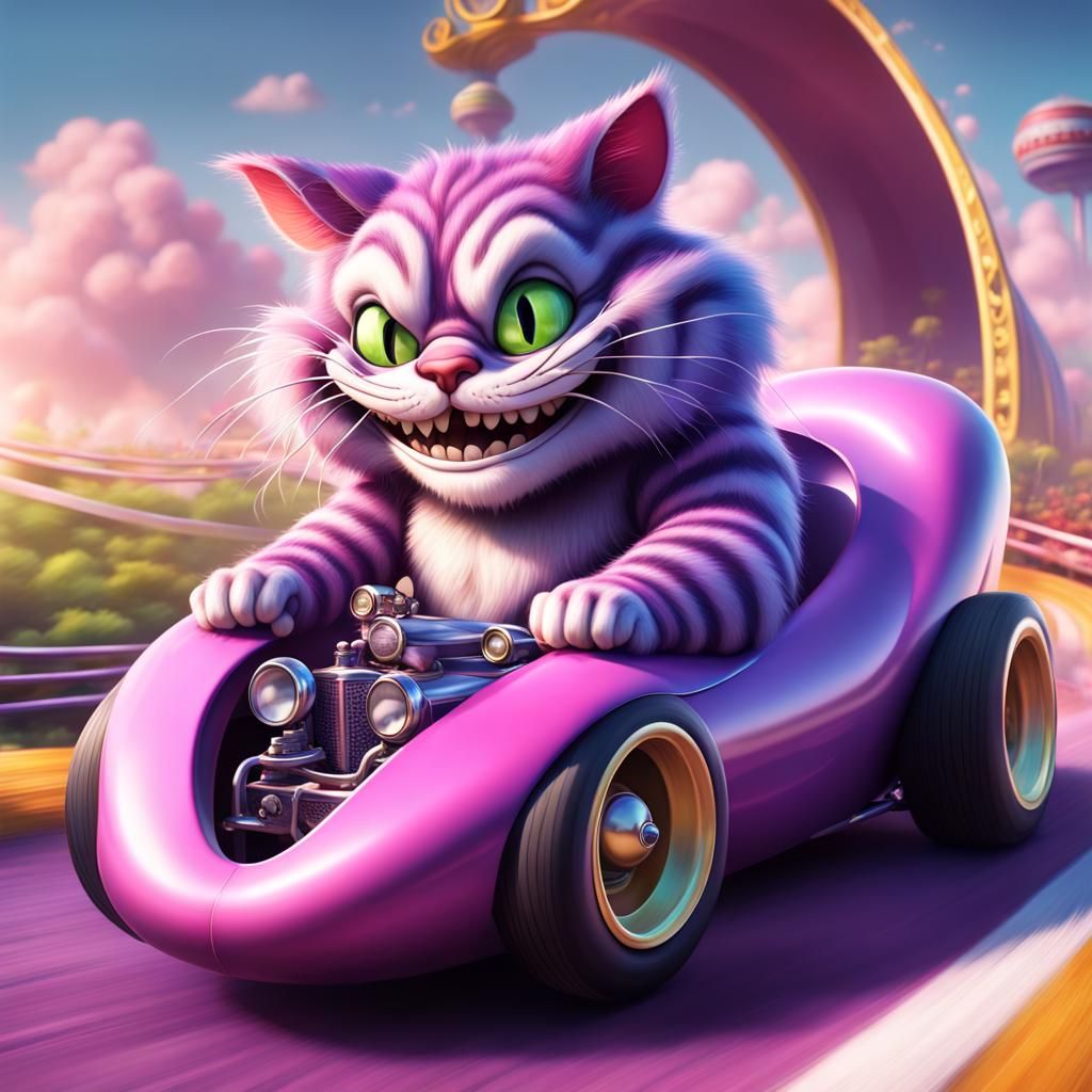 The Cheshire Cat, Drag Racing - AI Generated Artwork - NightCafe Creator