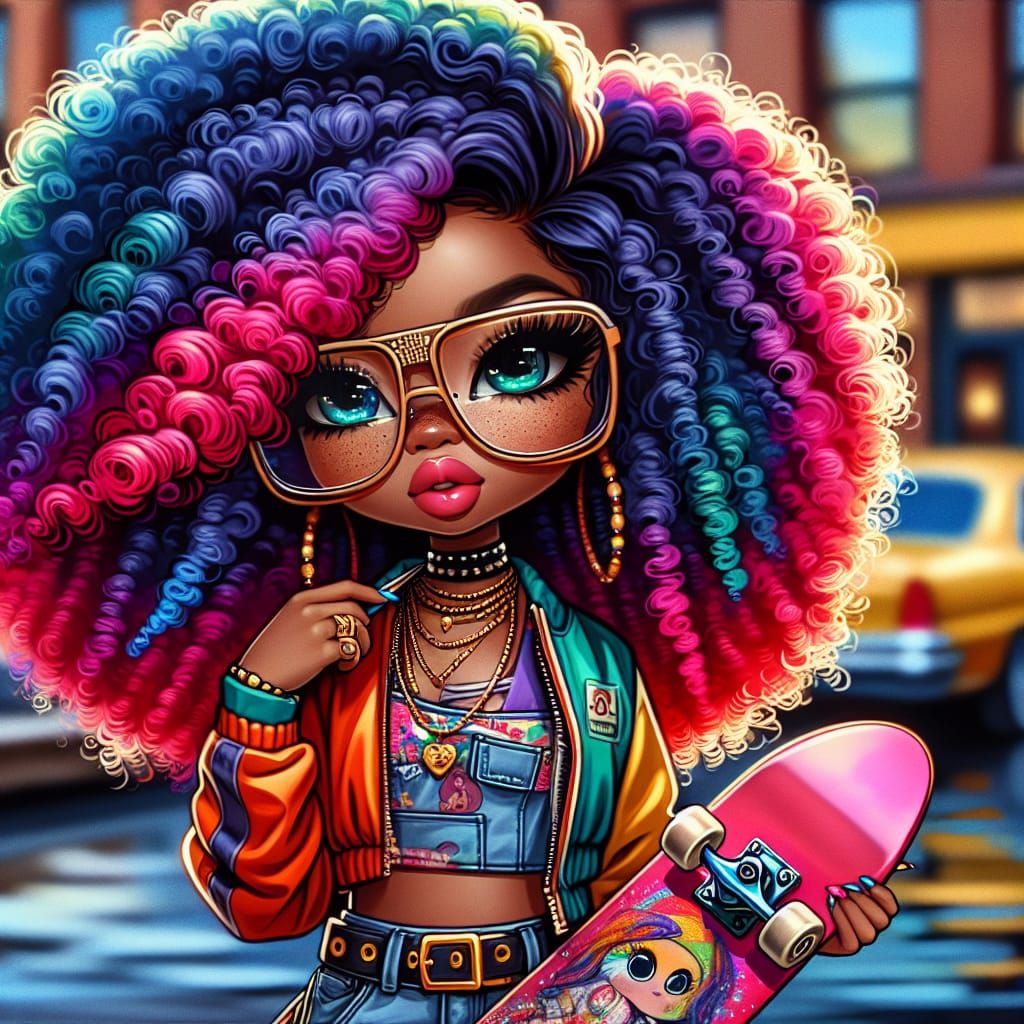 I'm a Vibe - Chibi Woman Radiates Confidence in Vibrant Stre...