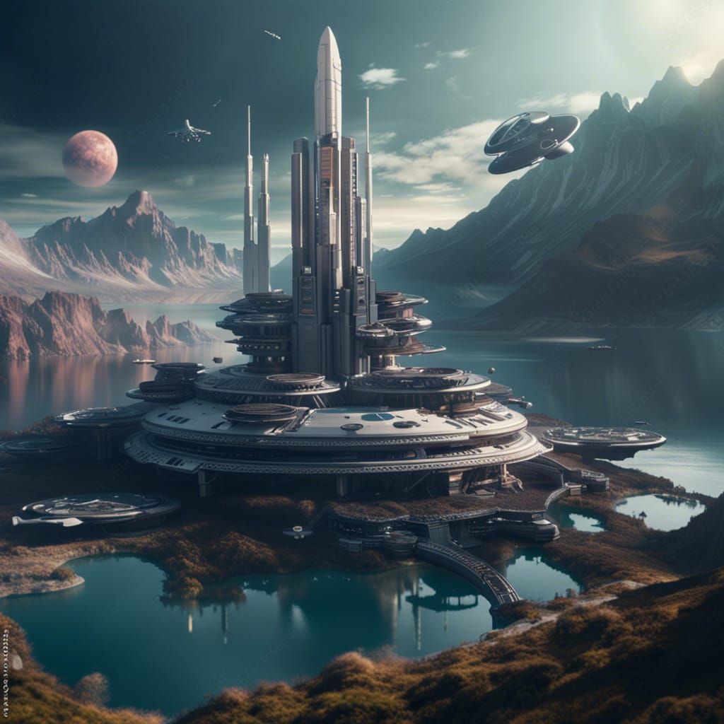 Planet station somewhere in the galaxy - AI Generated Artwork - NightCafe Creator