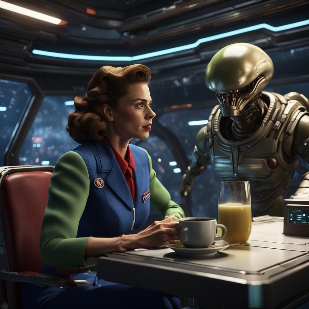 Peggy Carter talking to the Alien. Chilling - AI Generated Artwork ...