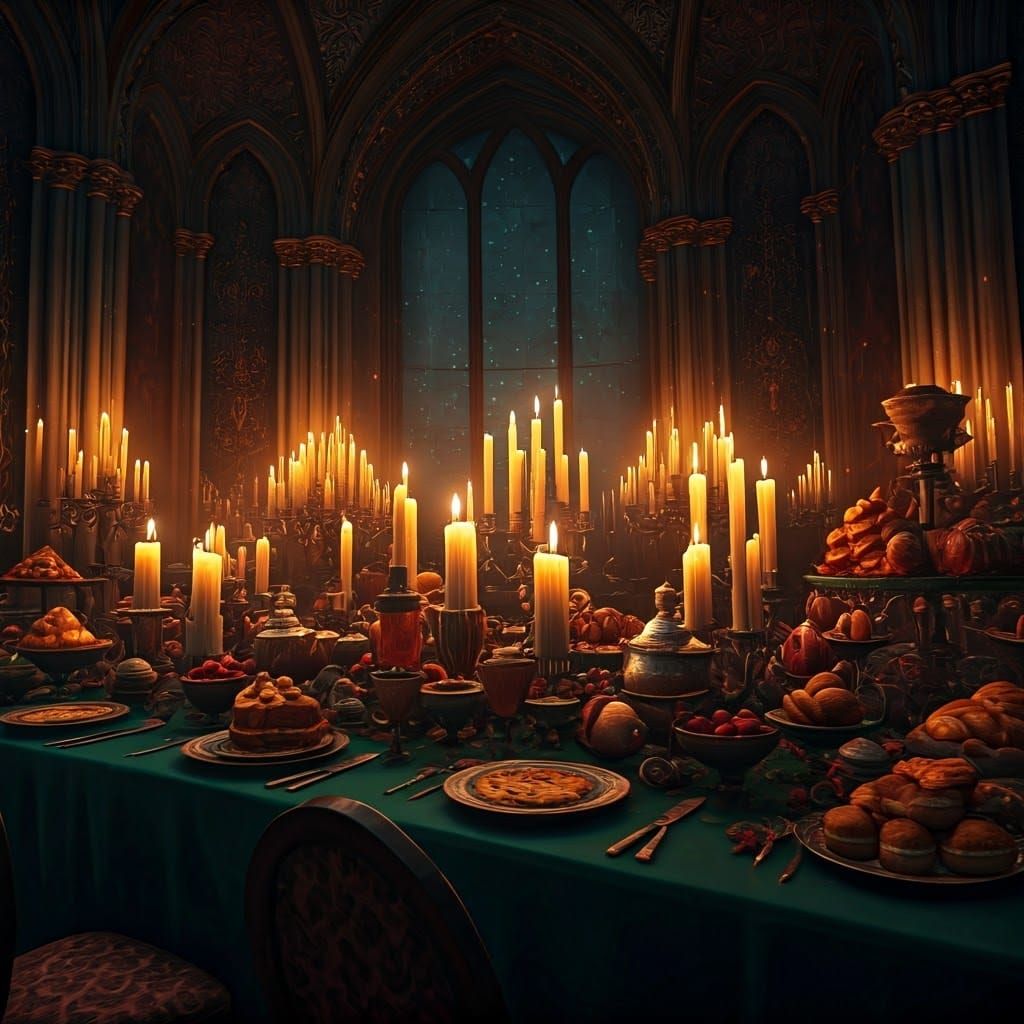 A Magical Christmas Banquet in Baroque Splendor - AI Art