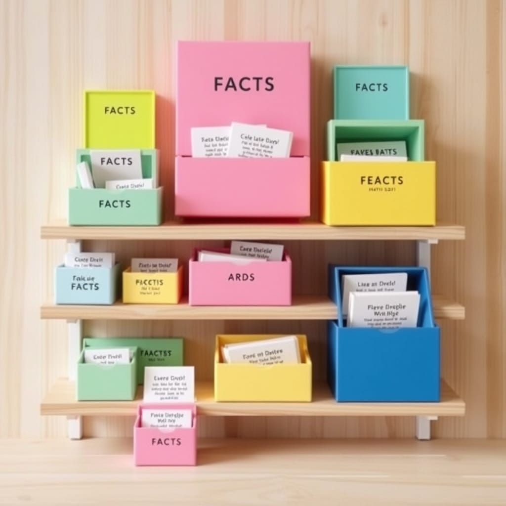 Neatly organised facts - Whimsical Facts on a Colorful Shelf