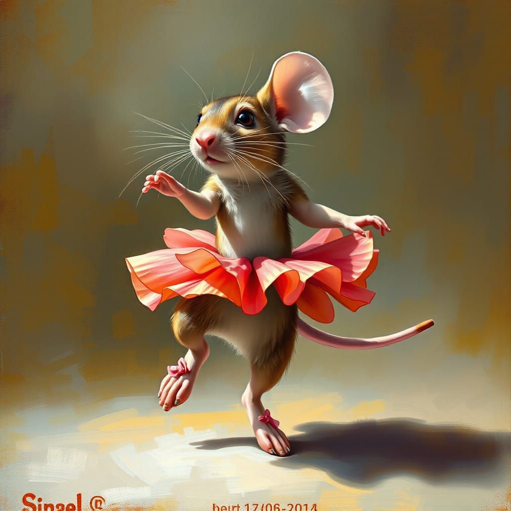 Van Gogh's mouse muse - Dainty Mouse Dancer in Floral Tutu