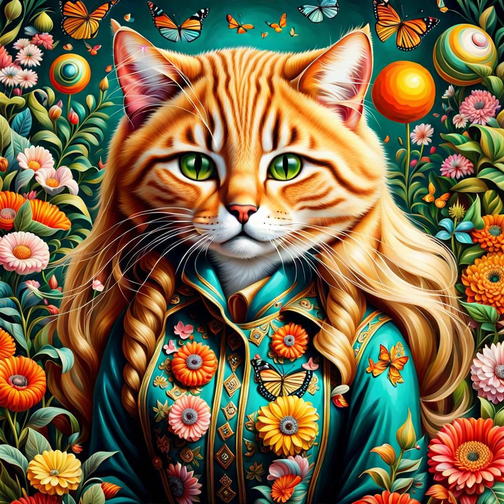 A Lovely Cute Hidden Object Optical Illusion Maximalist Abstract Girl ...