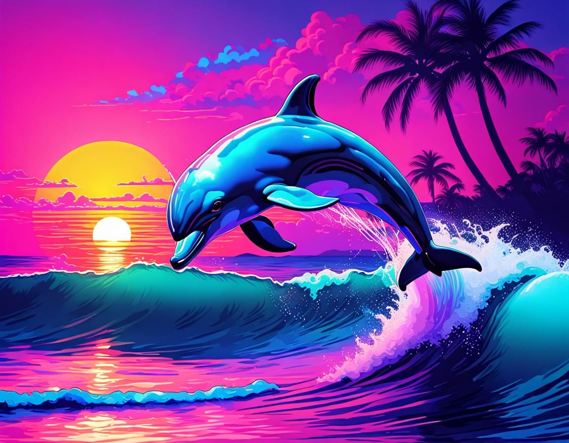 Vaporwave Dolphin - AI Generated Artwork - NightCafe Creator