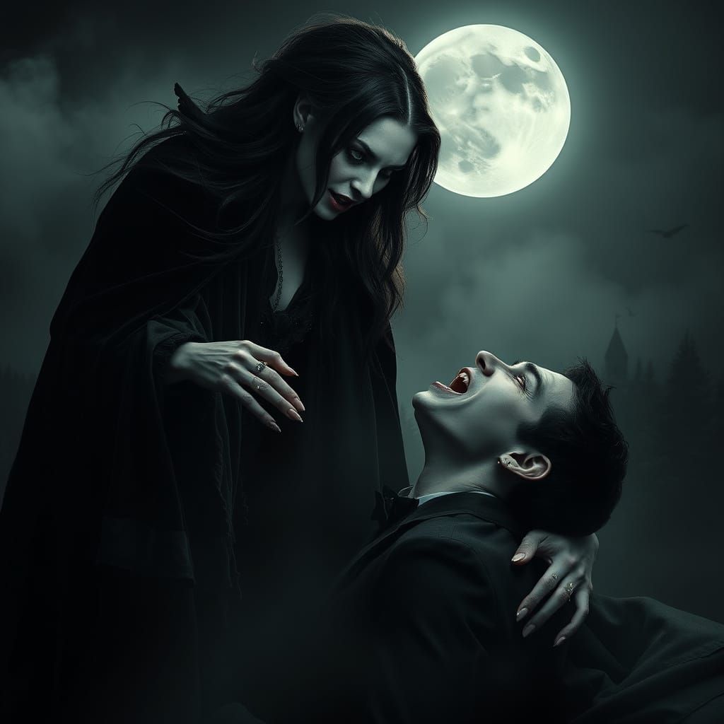 The baroness and her victim - Vampire Queen Dominates Victim...