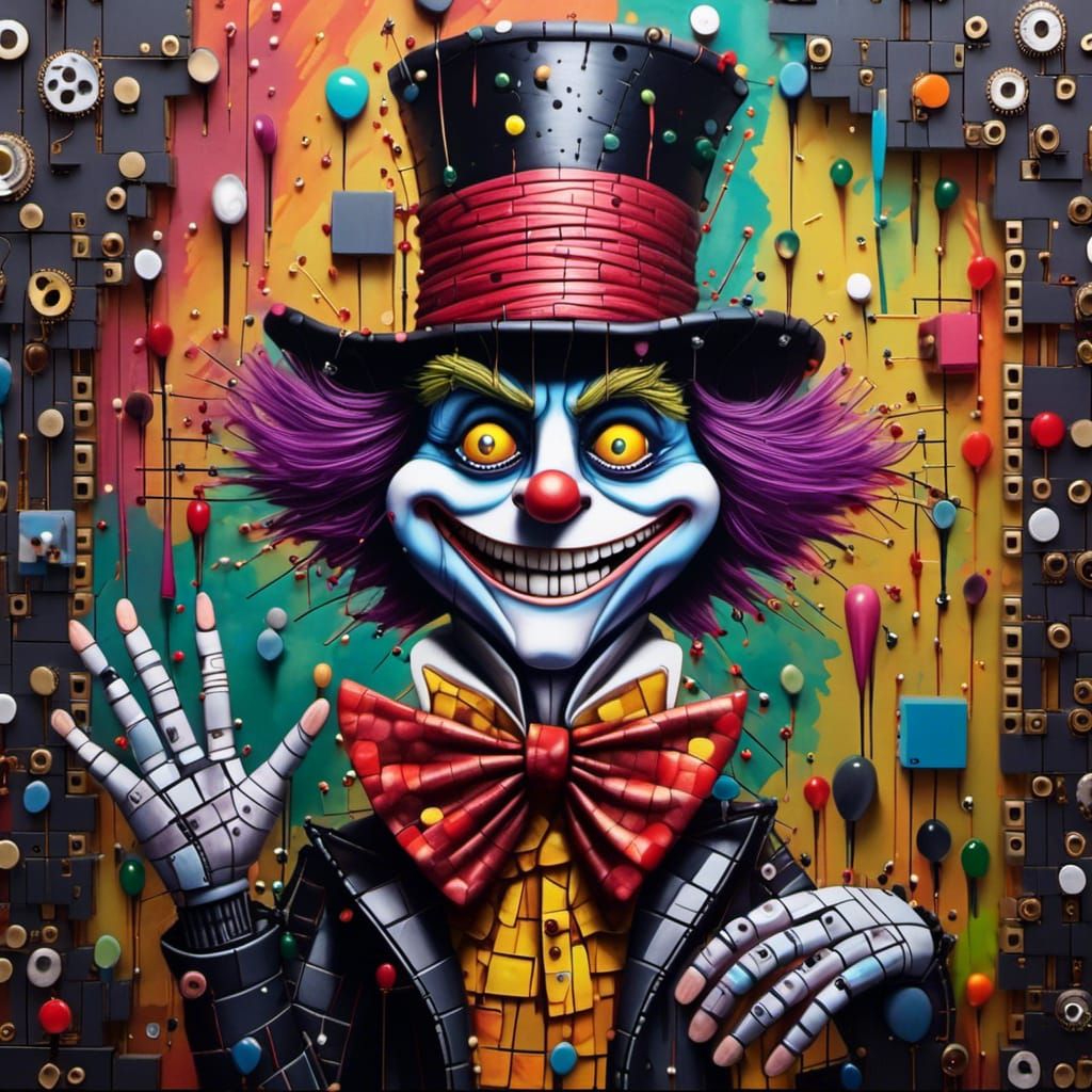 Disney's Madhatter as a marionette like Pinocchio. graffiti art, street ...