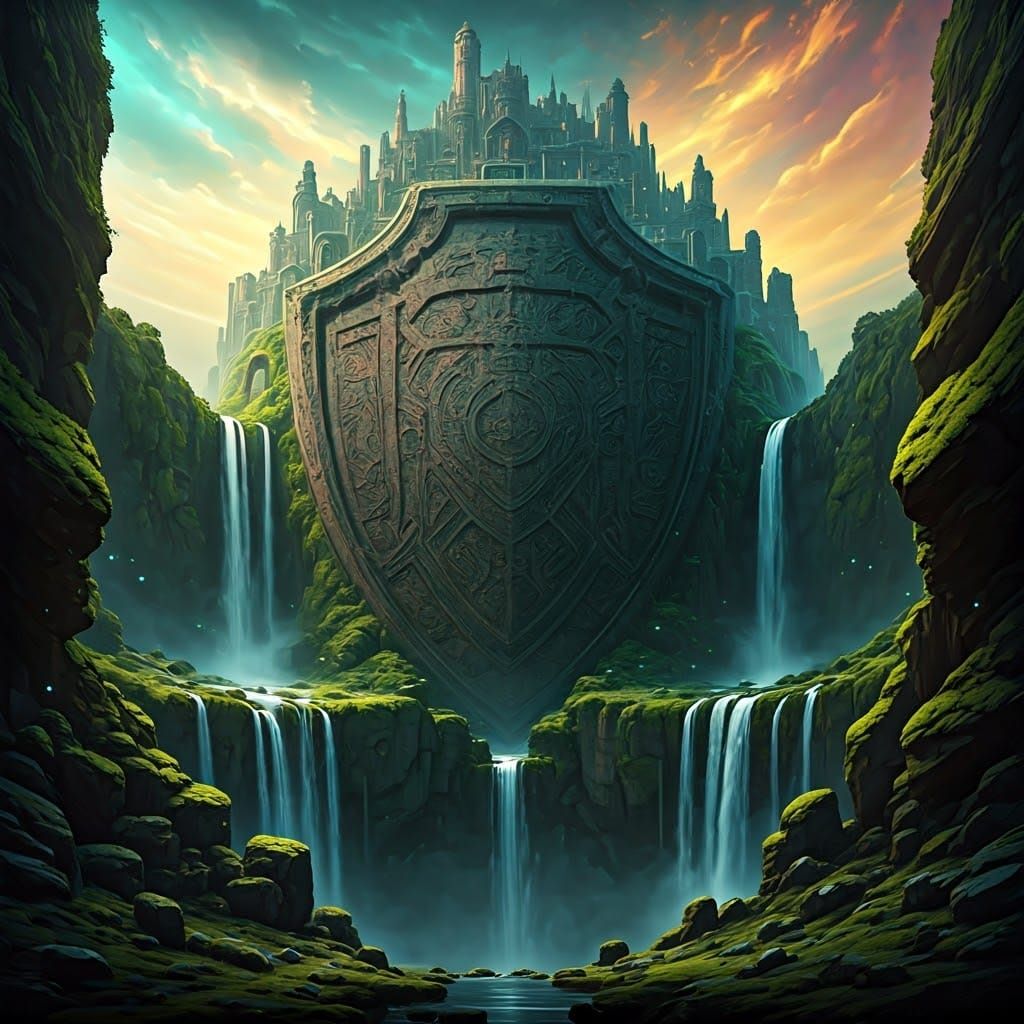 A colossal shield-shaped city - Surreal Shield City Rises fr...