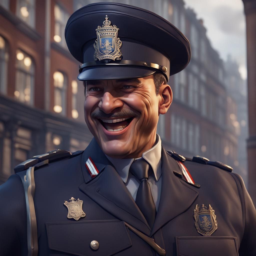 A laughing policeman - AI Generated Artwork - NightCafe Creator