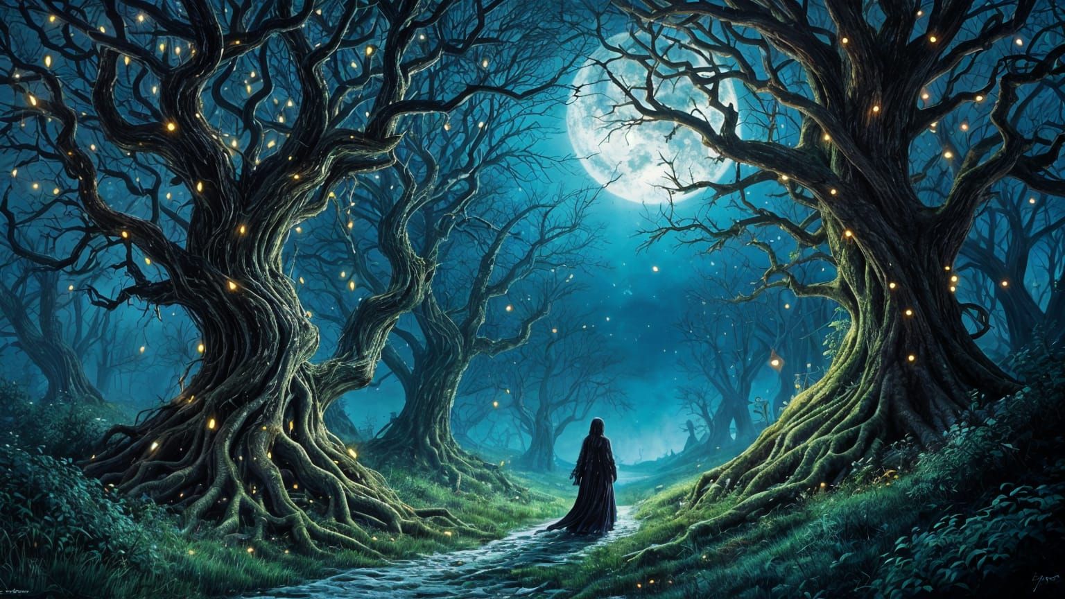 Ethereal Forest Landscape in Celtic Vampire Lore S... - AI Art