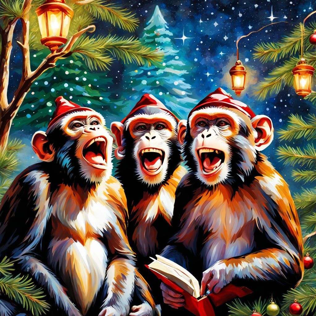 Monkeys Singing Christmas Carols - AI Generated Artwork - NightCafe Creator