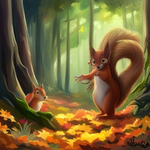 Two Squirrels - AI Generated Artwork - NightCafe Creator