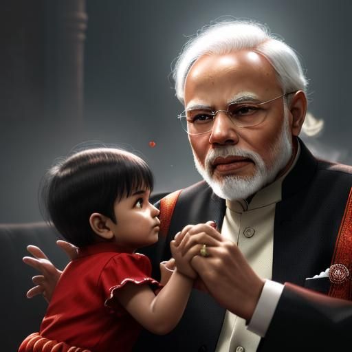 3d realistic , Narendra Modi , shown on a playing card adorned with red ...