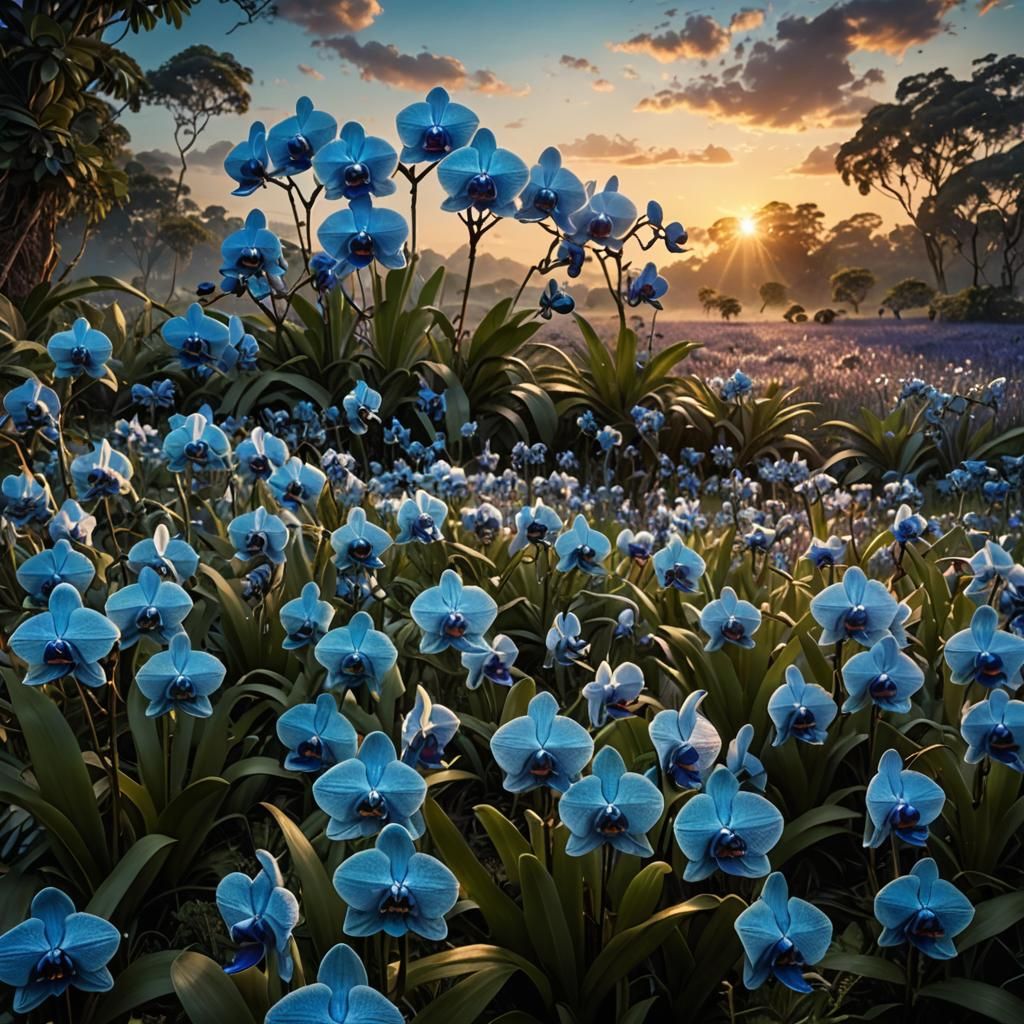 Blue Orchids Field