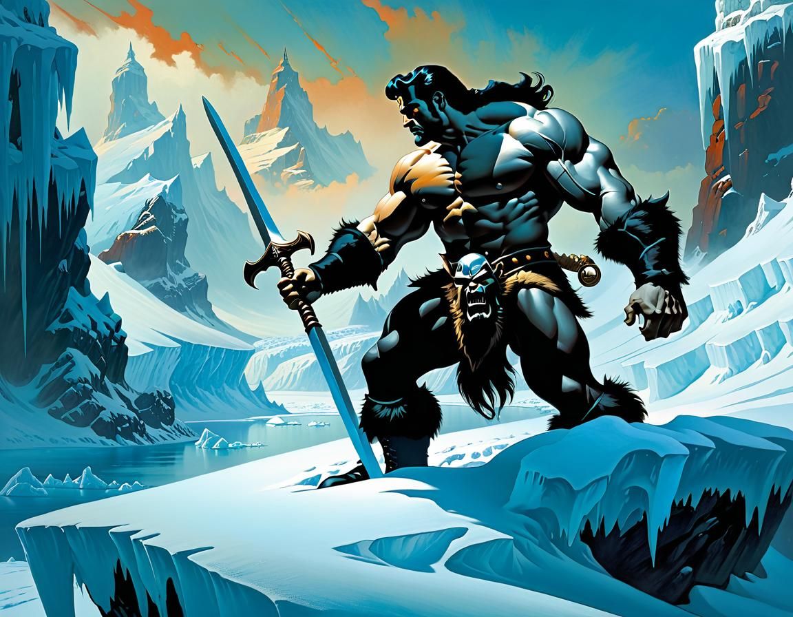 The Sea of Ice in the Style of Frank Frazetta - AI Generated Artwork ...