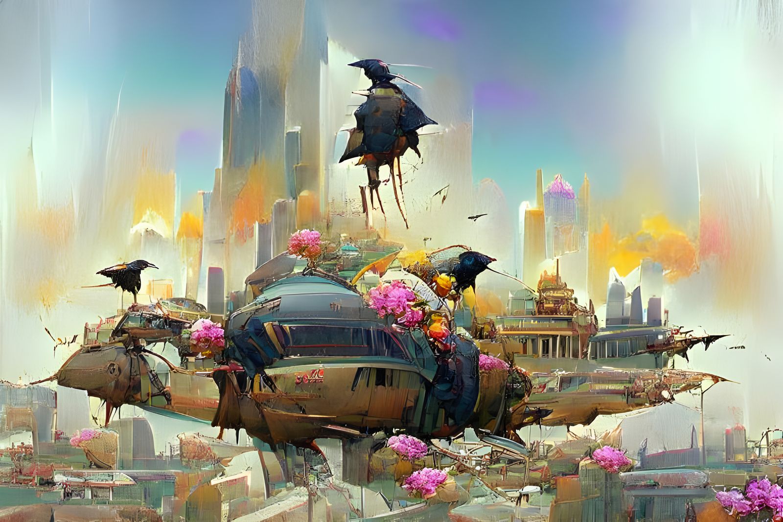 2662 Psychedelic Banksy Ravens & Murderous Watercolour Crows Modern ...