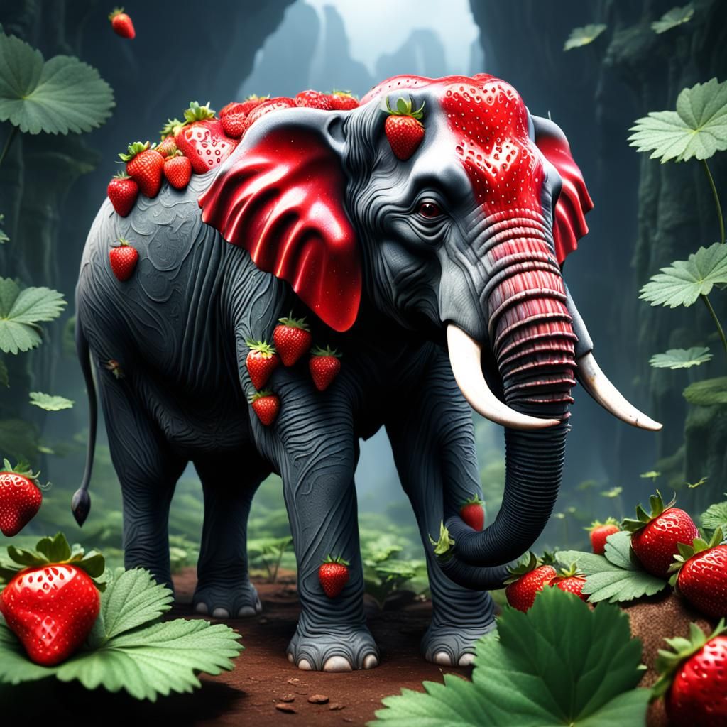 An elephant made of strawberry. - AI Generated Artwork - NightCafe Creator