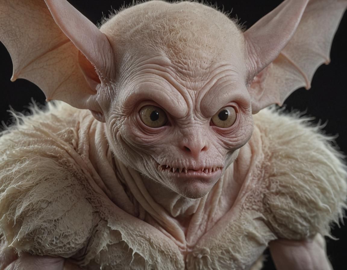 alien albino creature ghost-faced bat hybrid - AI Generated Artwork ...
