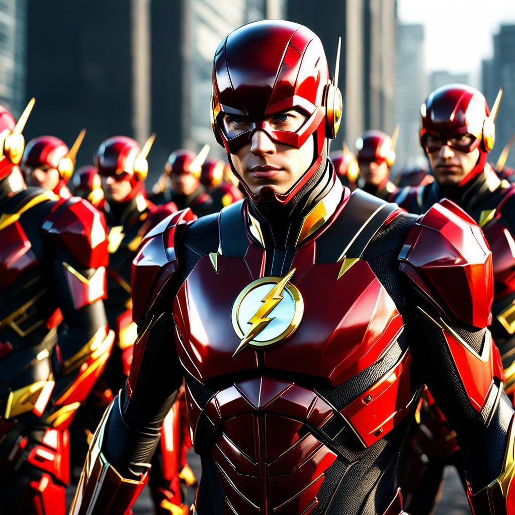 The Flash in front of an army of a thousand Flash - AI Generated ...