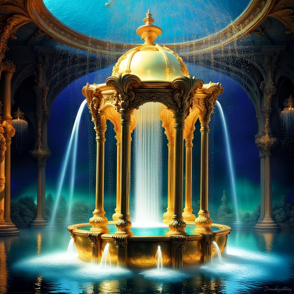 Magic Water Fountain - AI Generated Artwork - NightCafe Creator