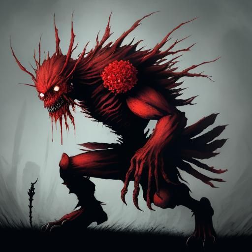 bloody flower creature terrorizing human - AI Generated Artwork ...