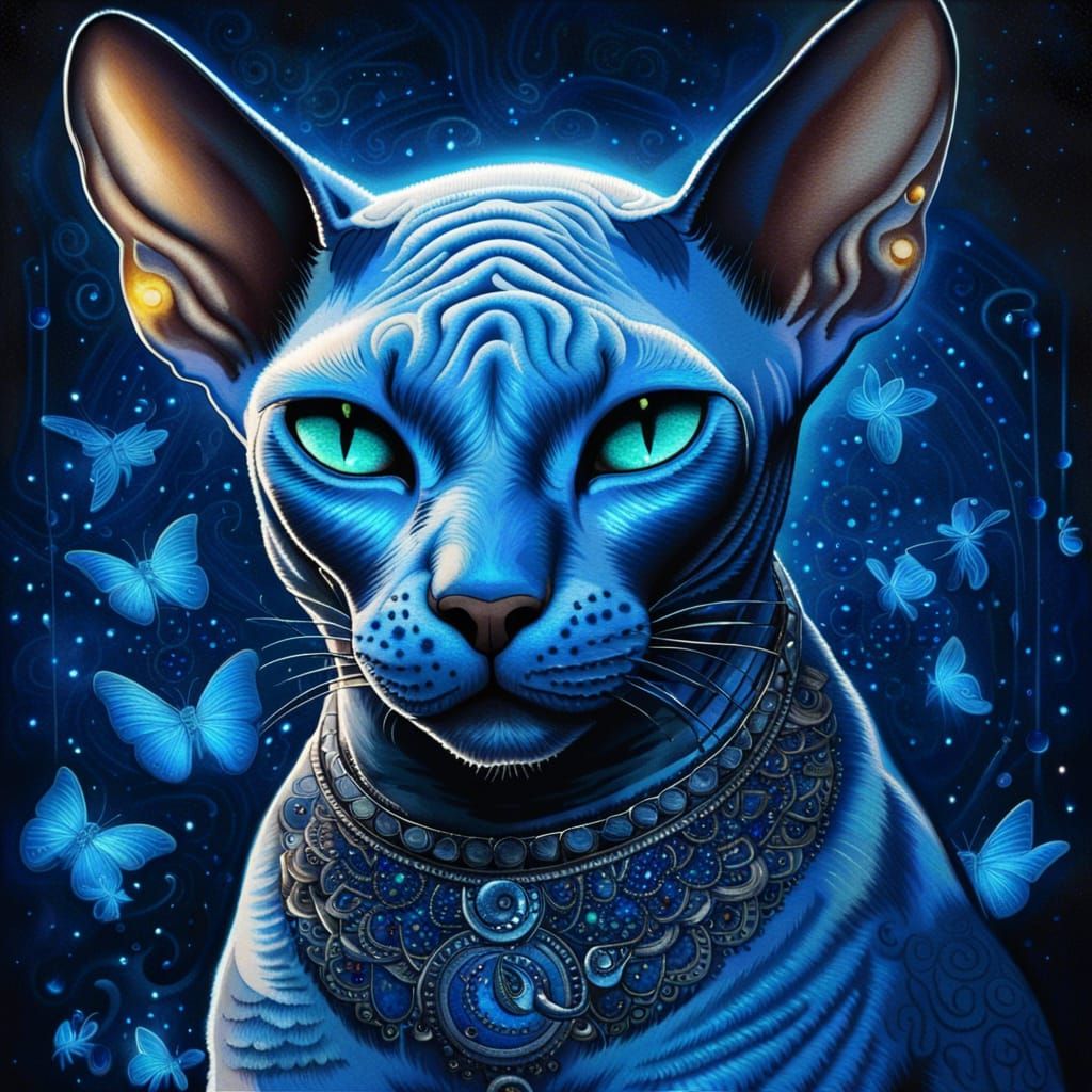 Blue Sphinx Cat III - AI Generated Artwork - NightCafe Creator