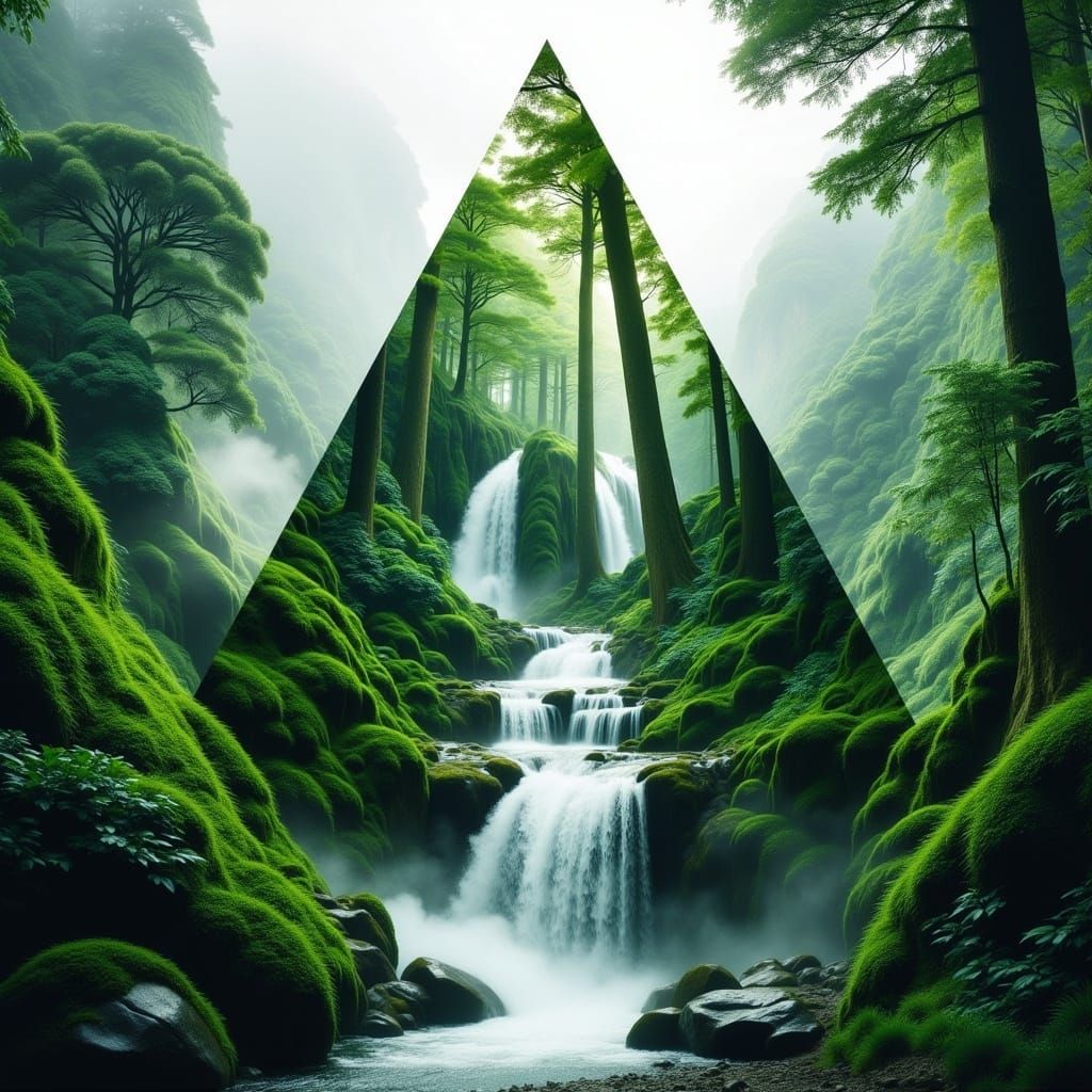 Triangle Holographic Waterfalls - Holographic Jungle Waterfa...