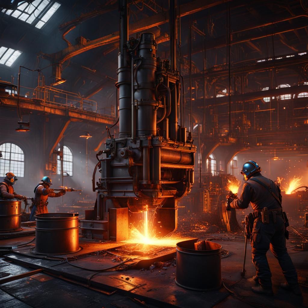 Forge Welding at the factory - AI Generated Artwork - NightCafe Creator