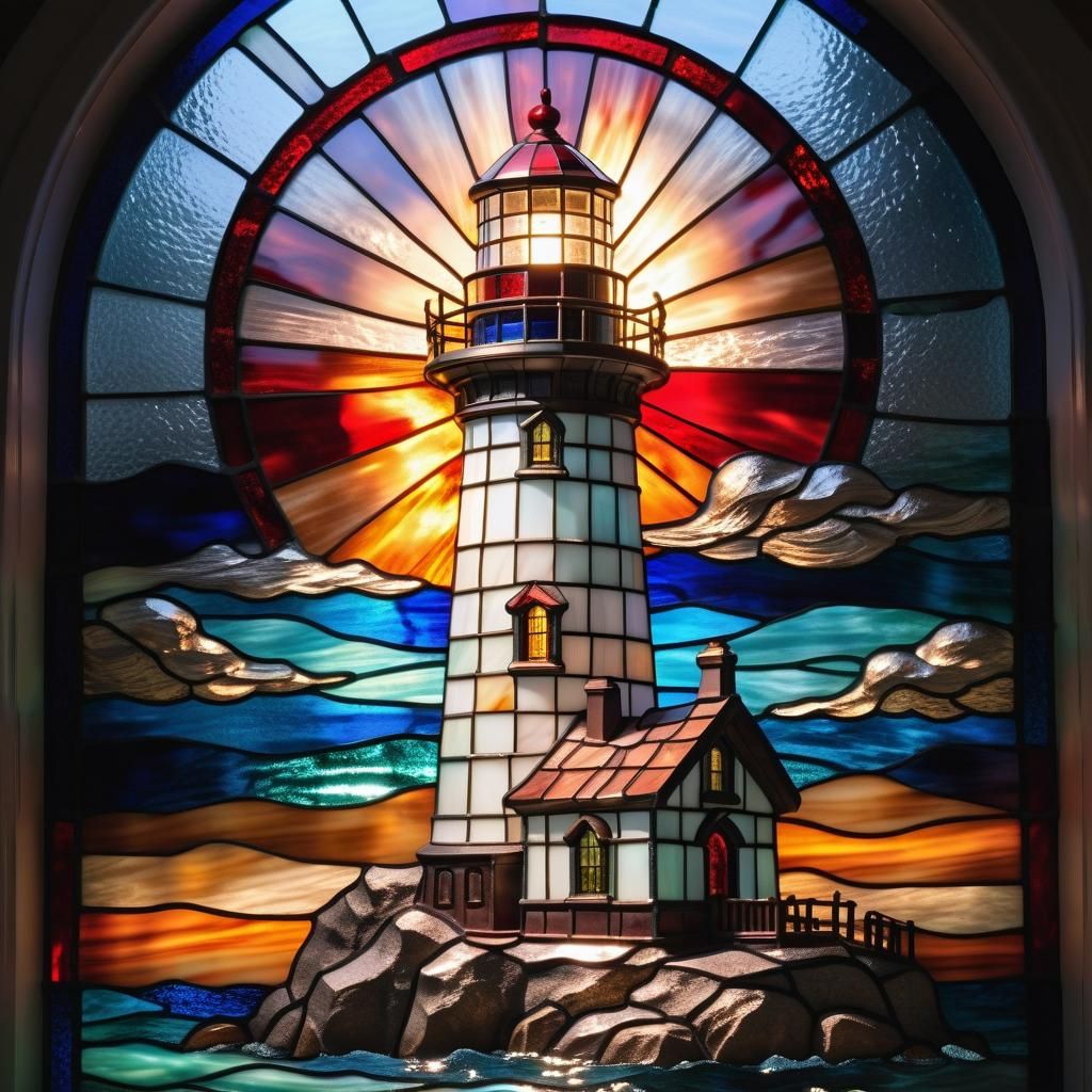 lighthouse glass art - AI Generated Artwork - NightCafe Creator