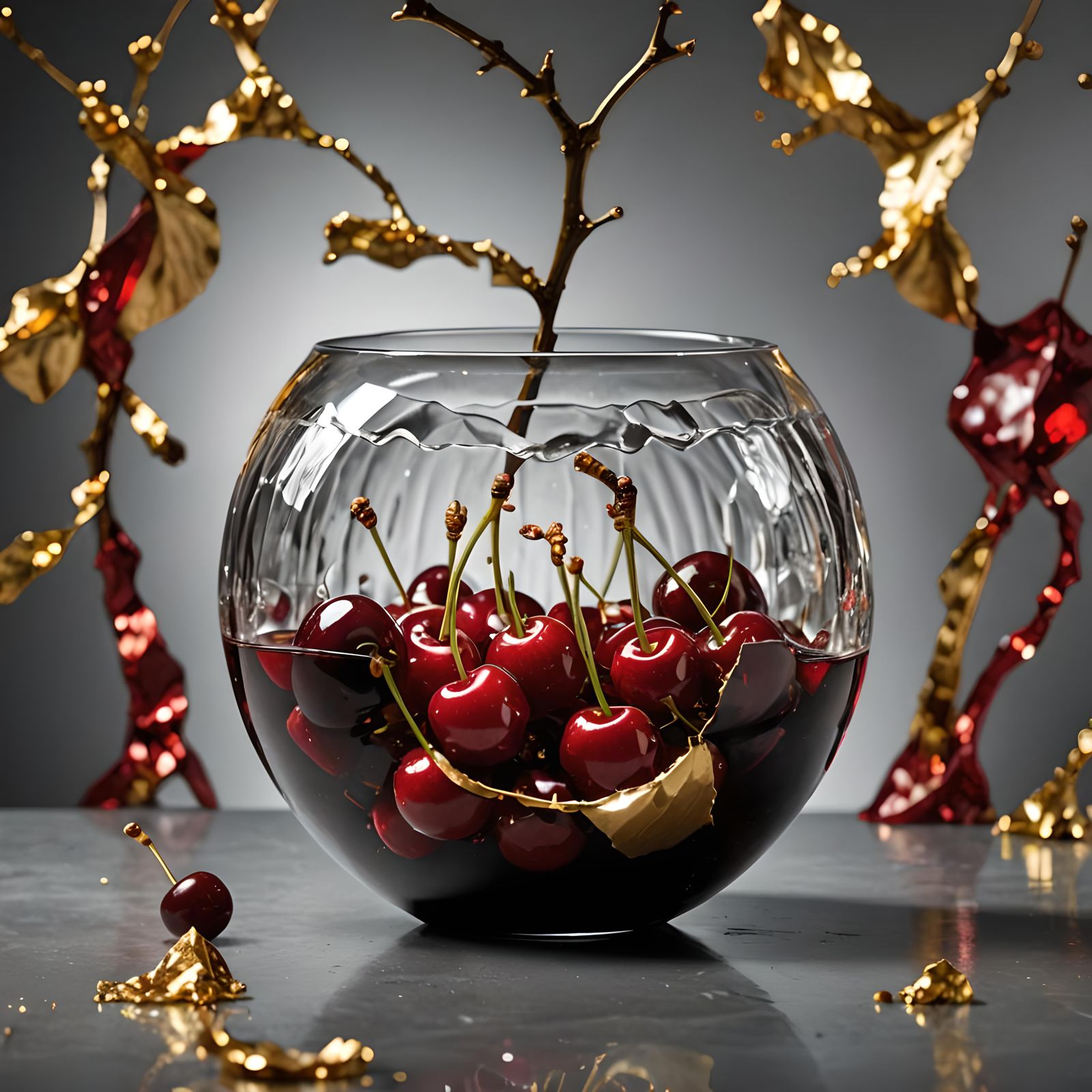 “Still Life - A Glass of Cherries II” - AI Generated Artwork ...