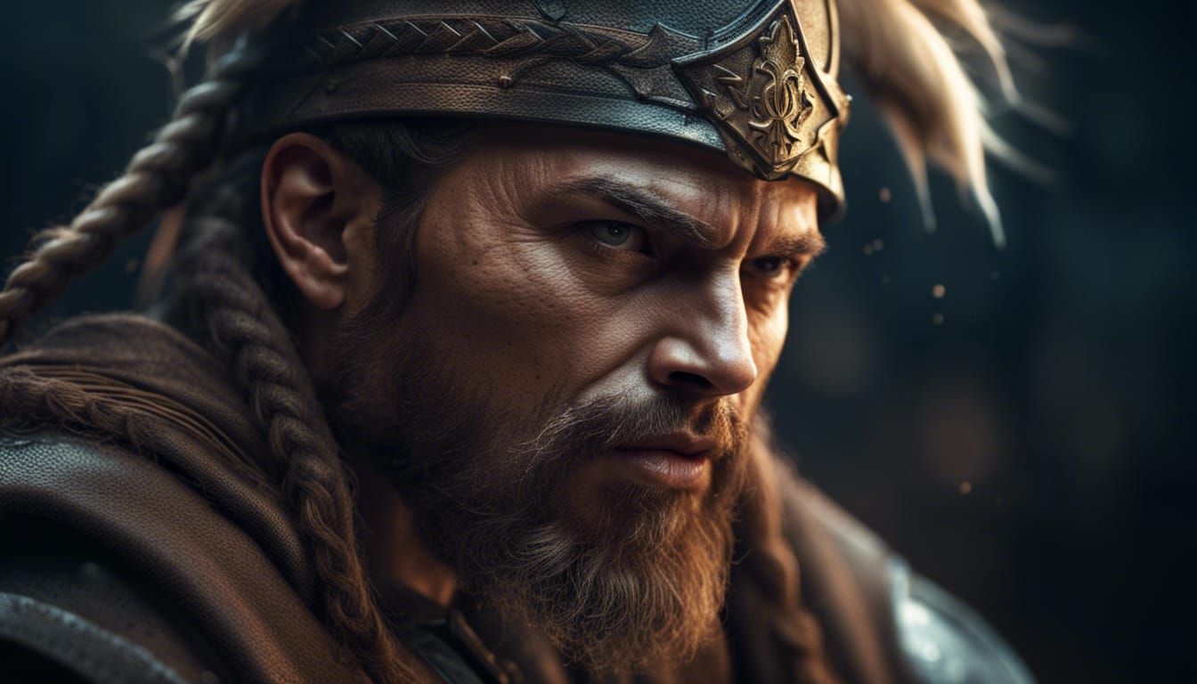 A battle of Fierce Vikings warriors with Braided Beard and Braided ...