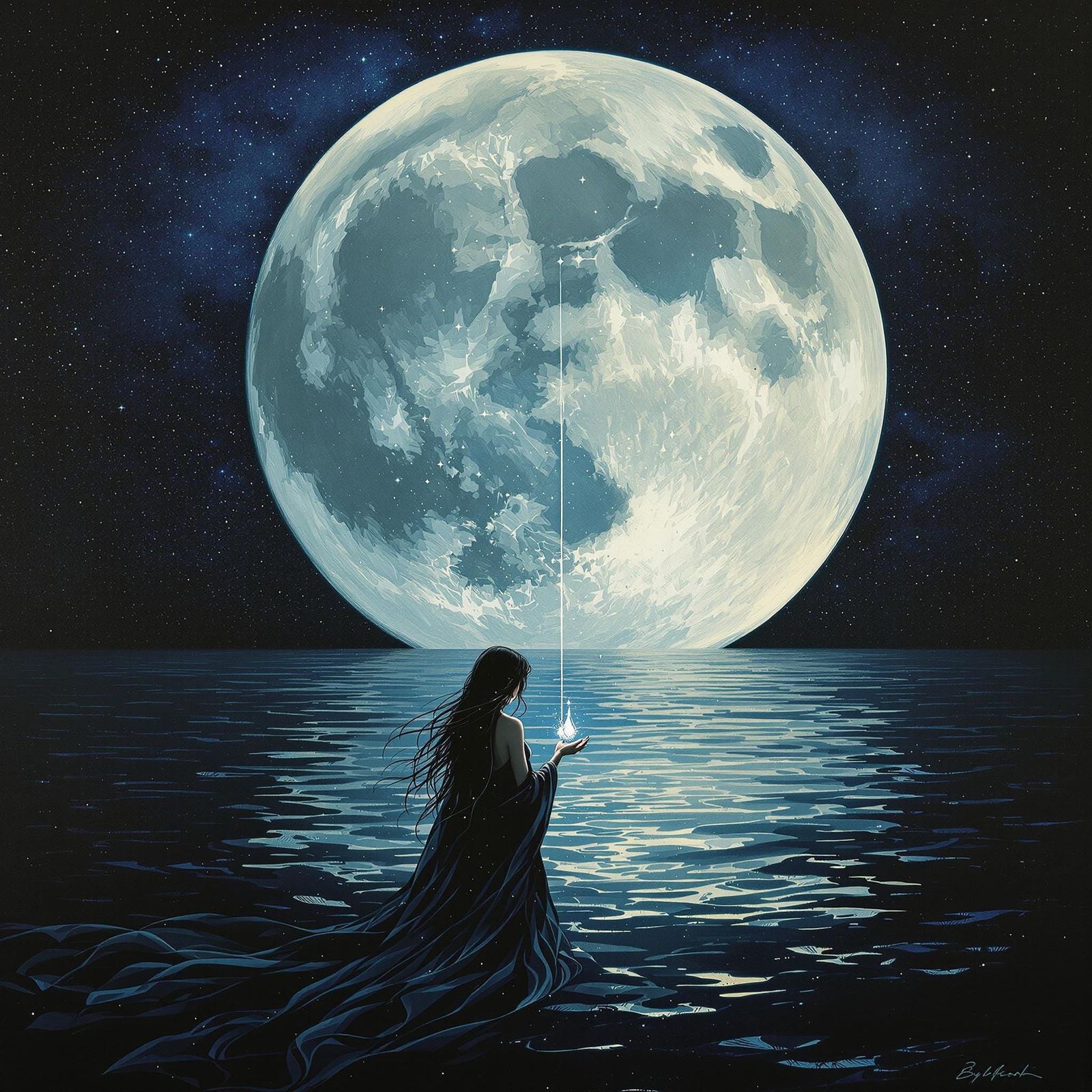 The Moon’s Lament - A Weeping Moon Goddess in Midnight Rega...