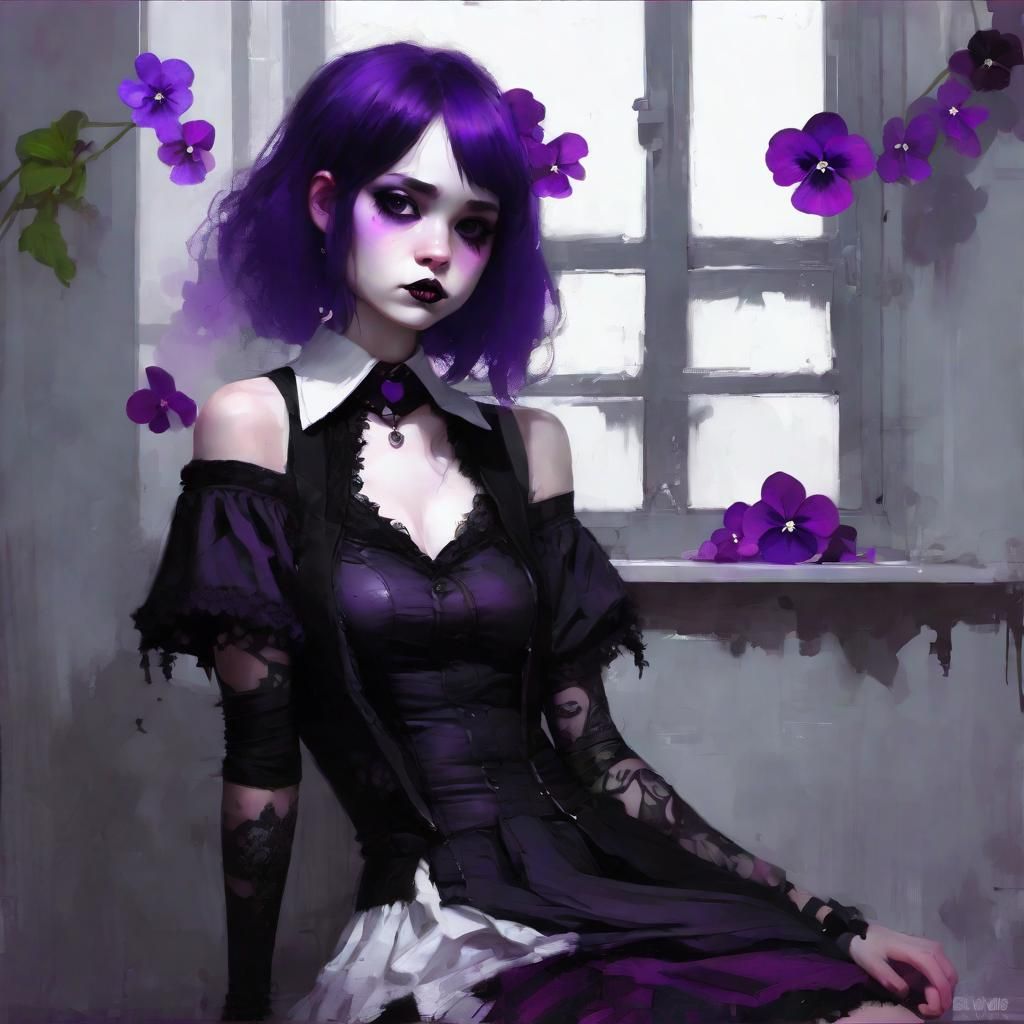 Digital painting style of, Junko Mizuno, Casey Baugh; emo, gothic, cute ...