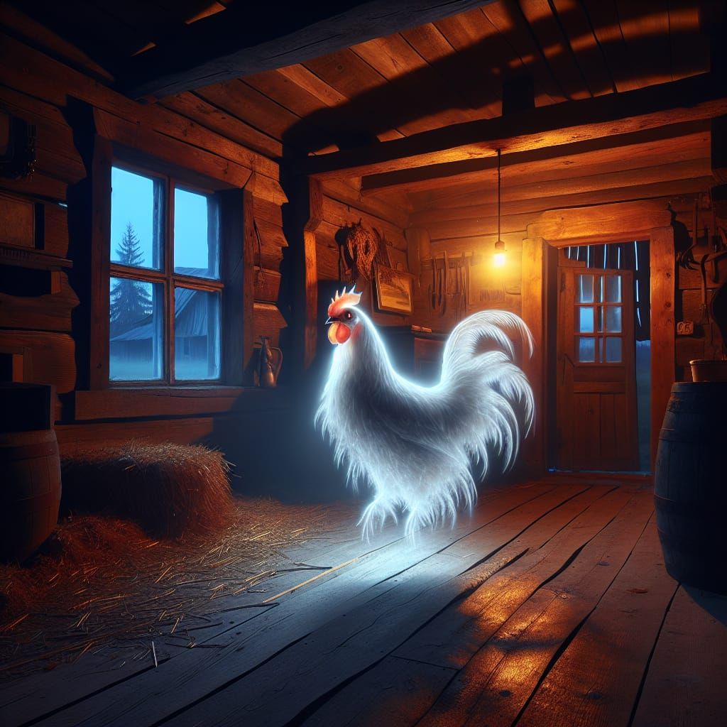 Poultry-geist - Spectral Chicken Haunts Rustic Farmhouse in ...