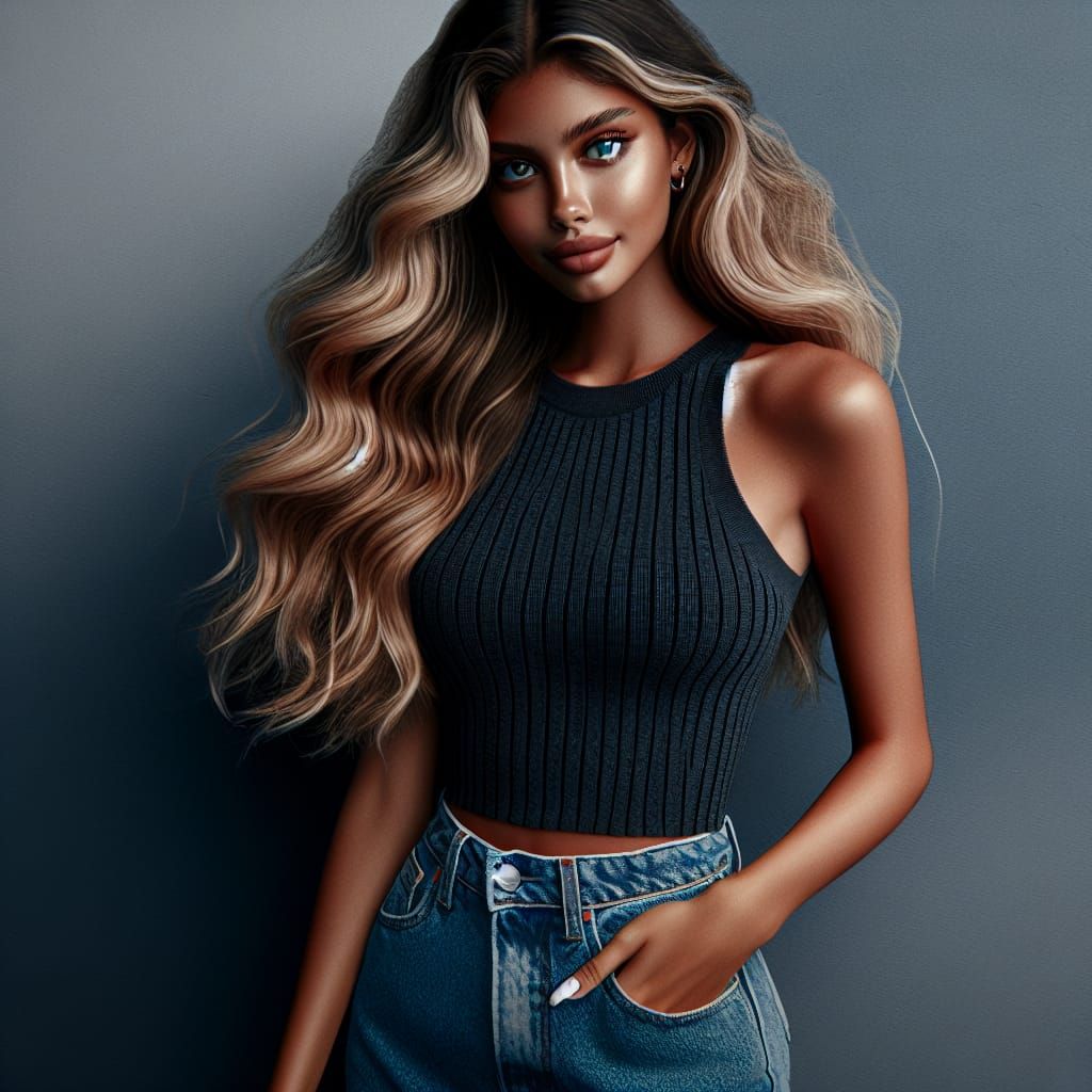 Elegant Hispanic Woman in Edgy, Fantasy-Inspired S... - AI Art